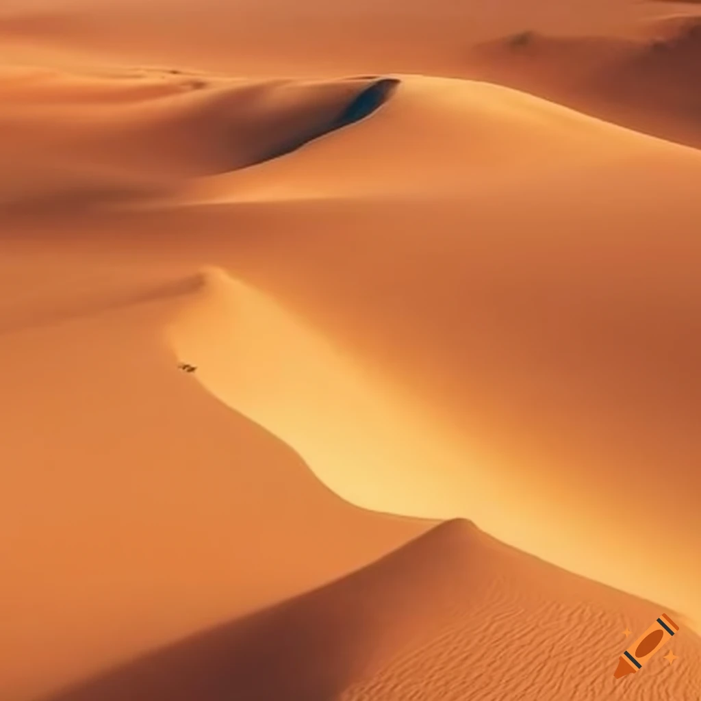 Aerial view of desert sands on Craiyon