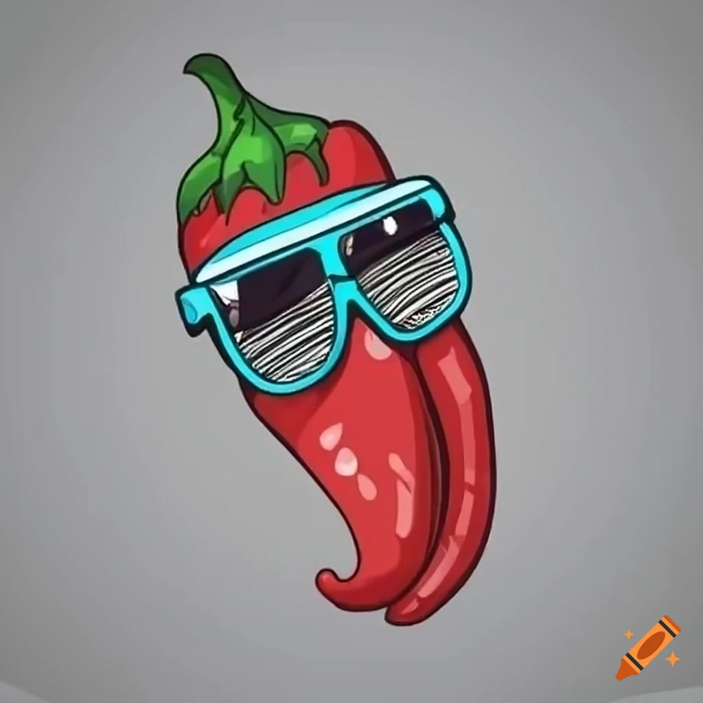 Cartoon chilli with sunglasses on Craiyon