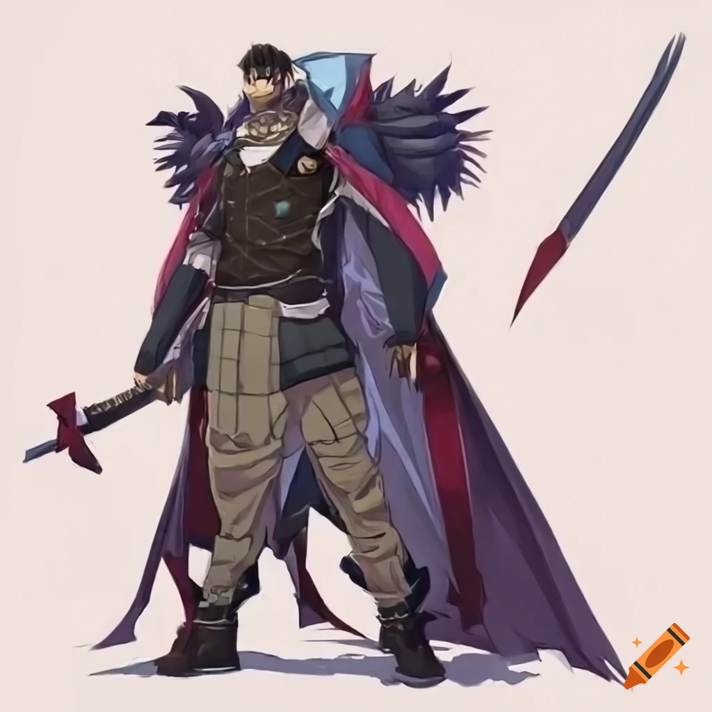 Full body view of a royal butler commander in anime style on Craiyon