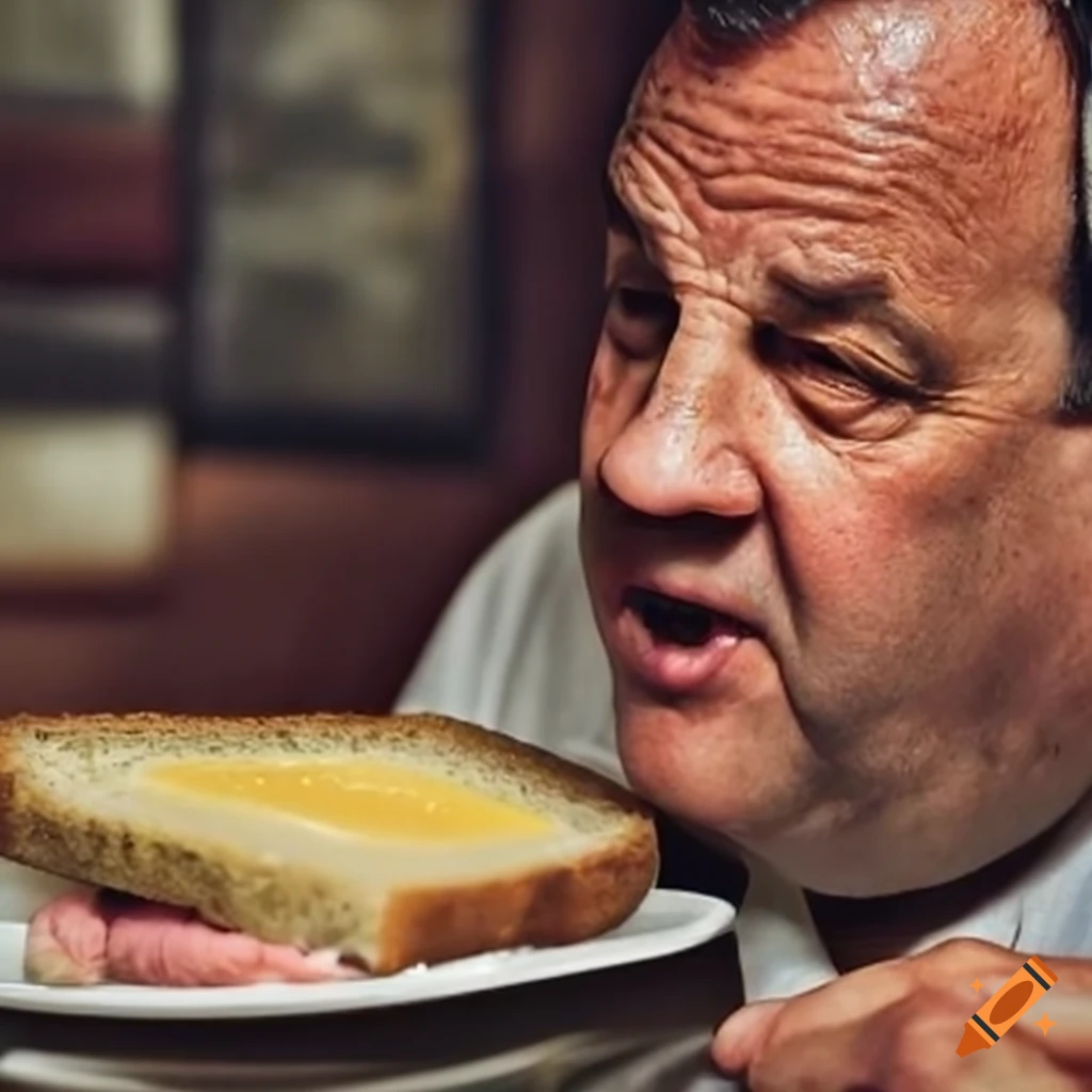 Politician eating a reuben sandwich on Craiyon