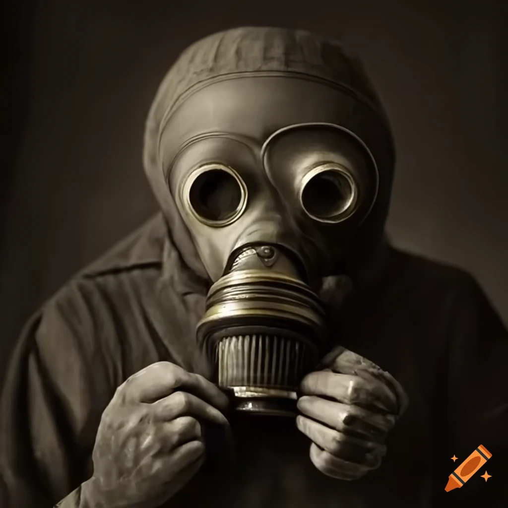 Victorian man wearing a gas mask on Craiyon