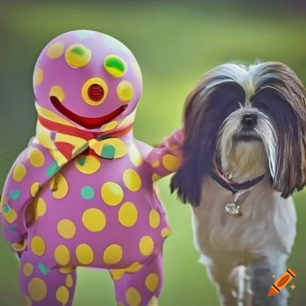 Mr blobby with a shih tzu dog on Craiyon