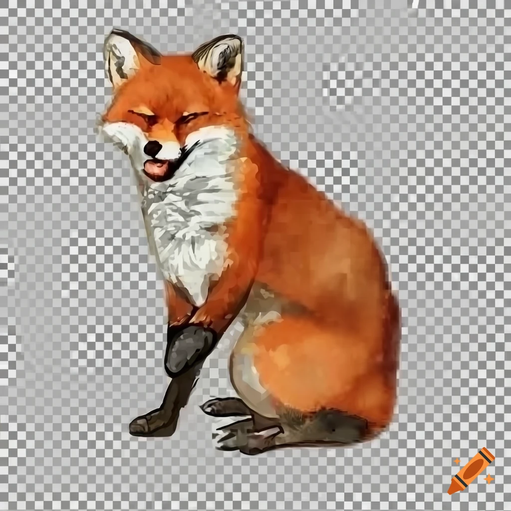 Laughing fox sitting on transparent background on Craiyon