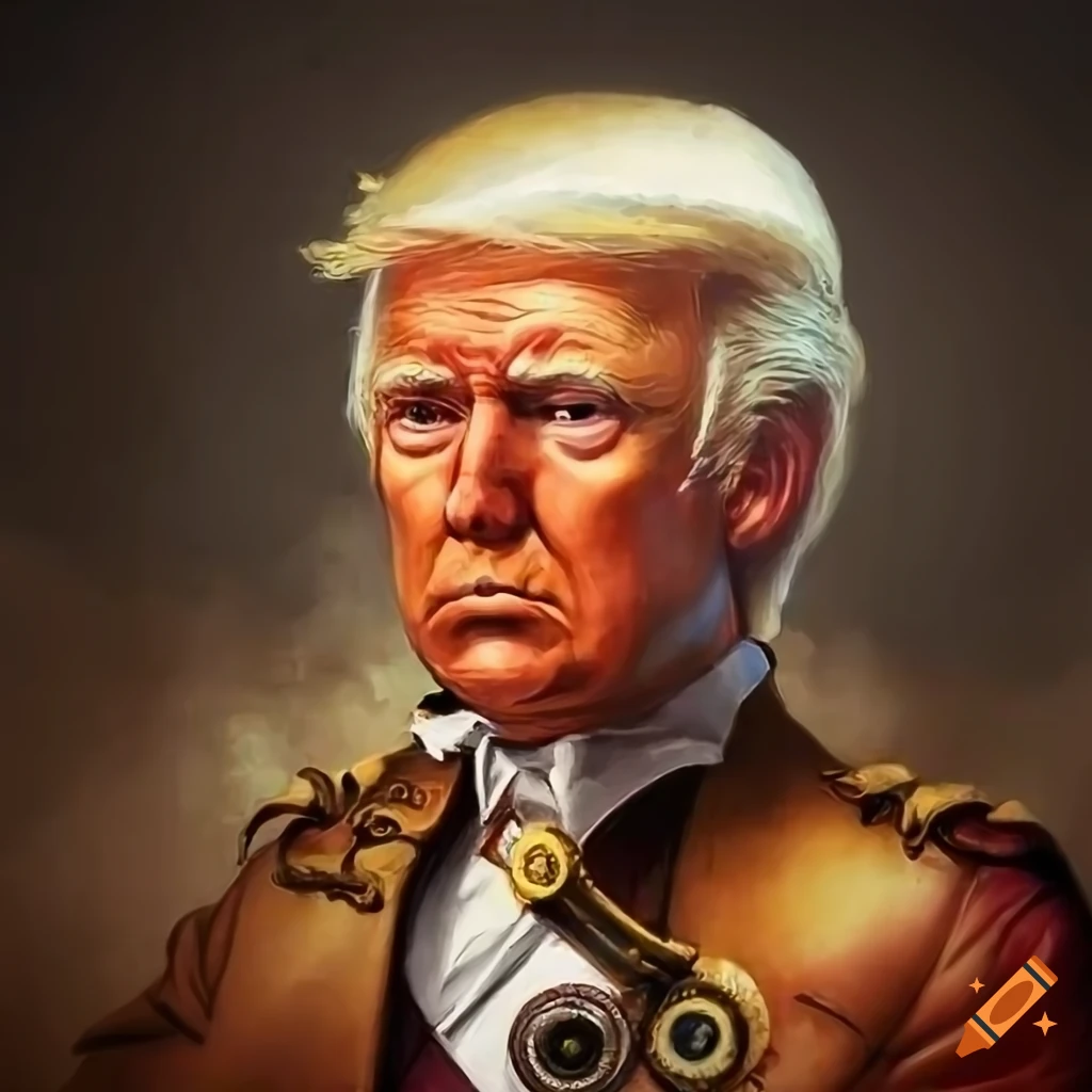 Steampunk Roman senator resembling Donald Trump, painted in the style ...