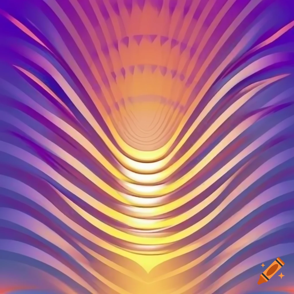 Geometric purple to orange gradient wave design on Craiyon