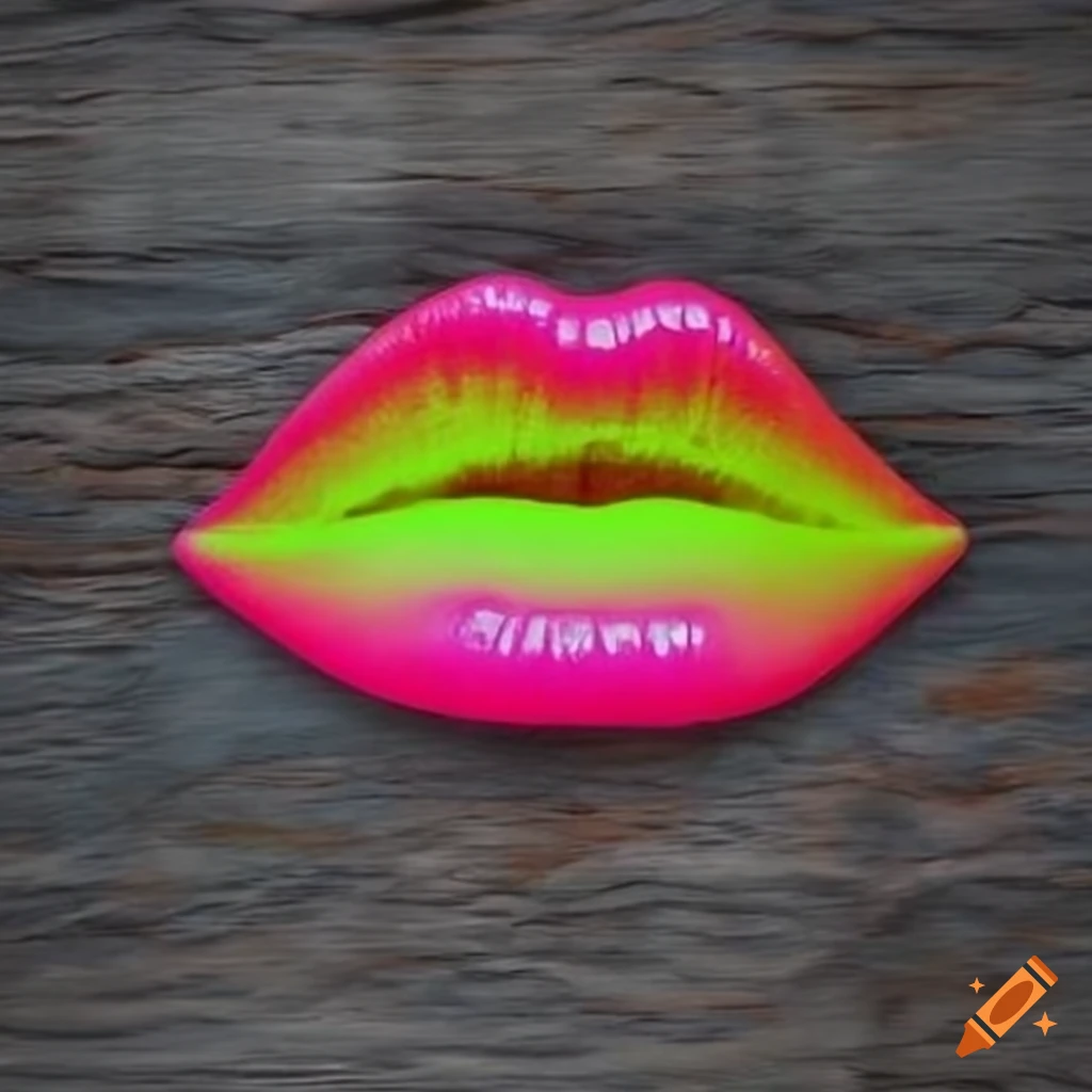 Neon pink and yellow lips on Craiyon