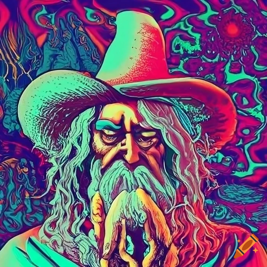 Psychedelic cowboy wizard on Craiyon