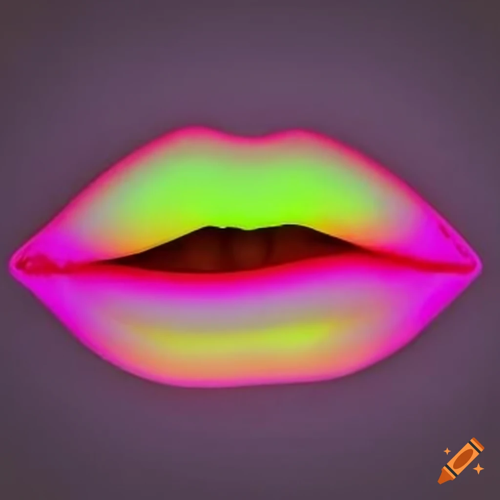 Neon pink and yellow lips on Craiyon