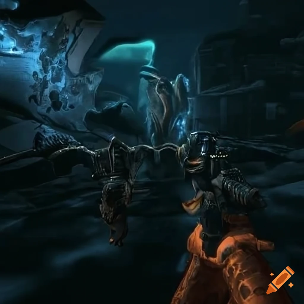 Sci-fi first person shooter game battling aliens on the moon on Craiyon