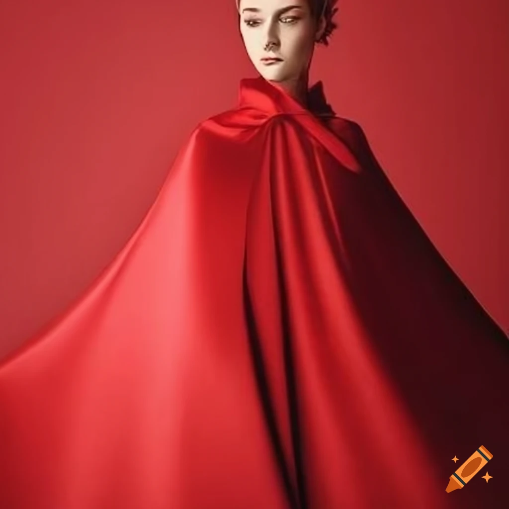 Long red satin cape on Craiyon