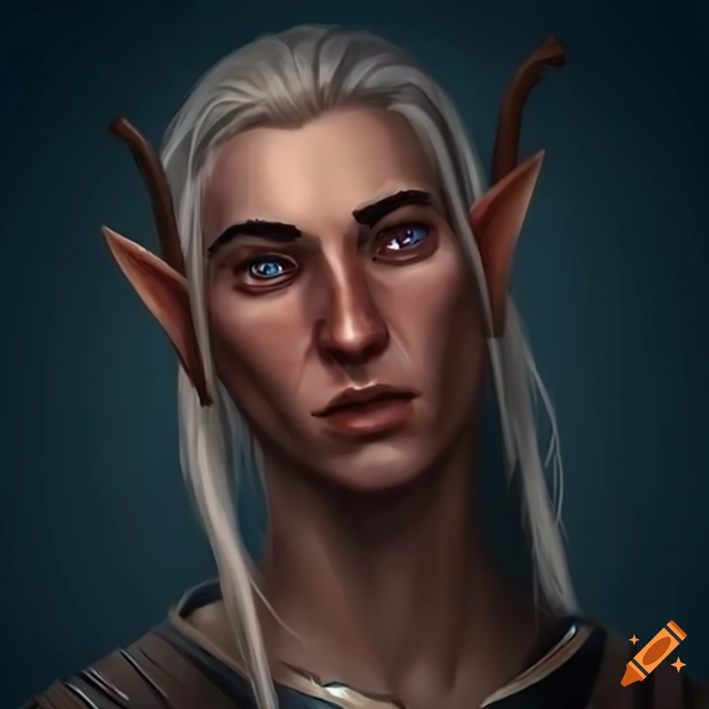 Male elf wizard bladesinger in a dnd character portrait on Craiyon
