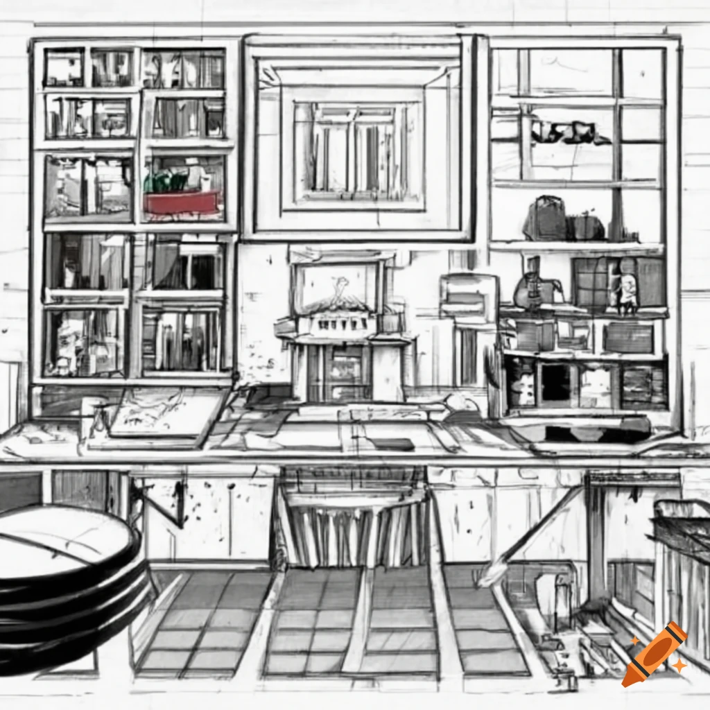 Perspective conique 1 point de fuite - a artist's studio with their ...