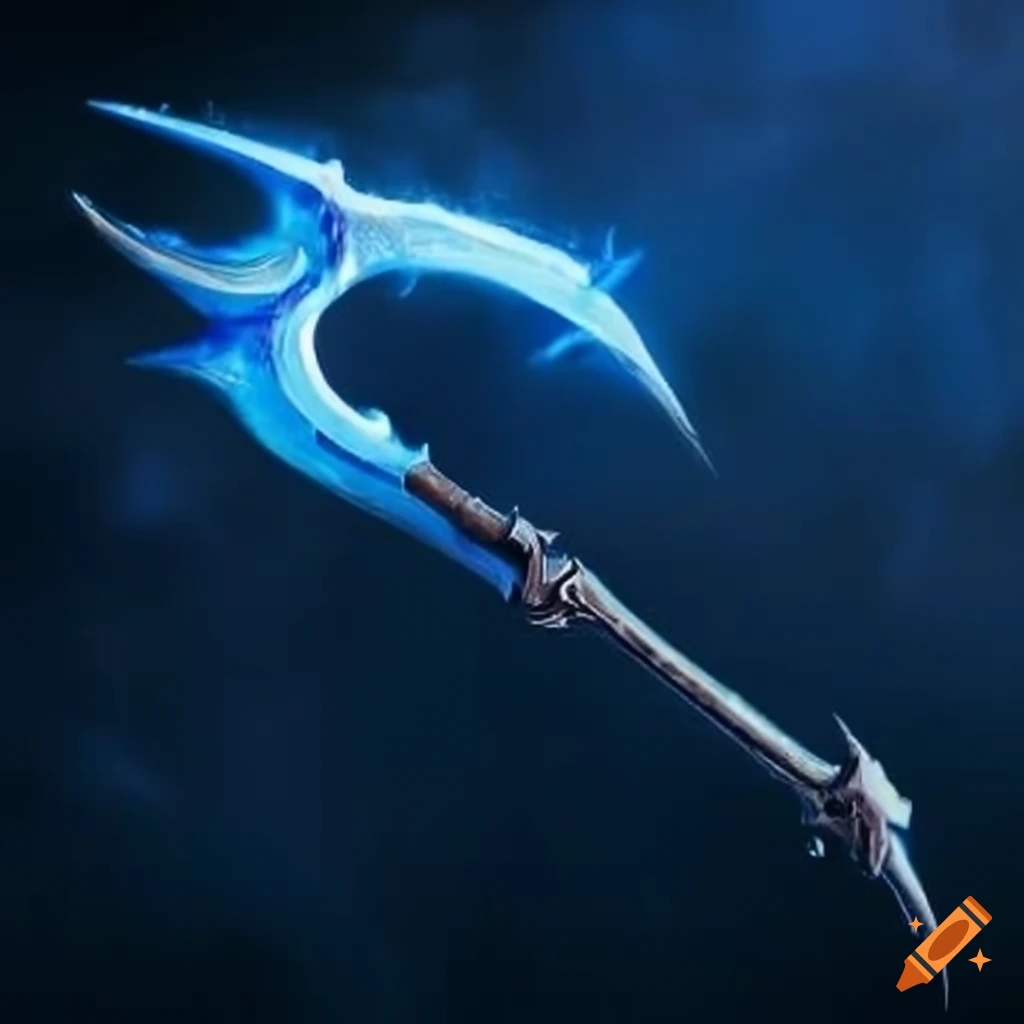 Blue navy scythe with water energy on Craiyon