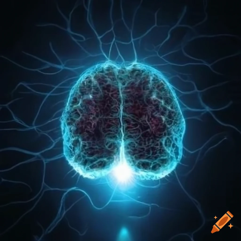 Électrified brain neural network in a glass skull on Craiyon