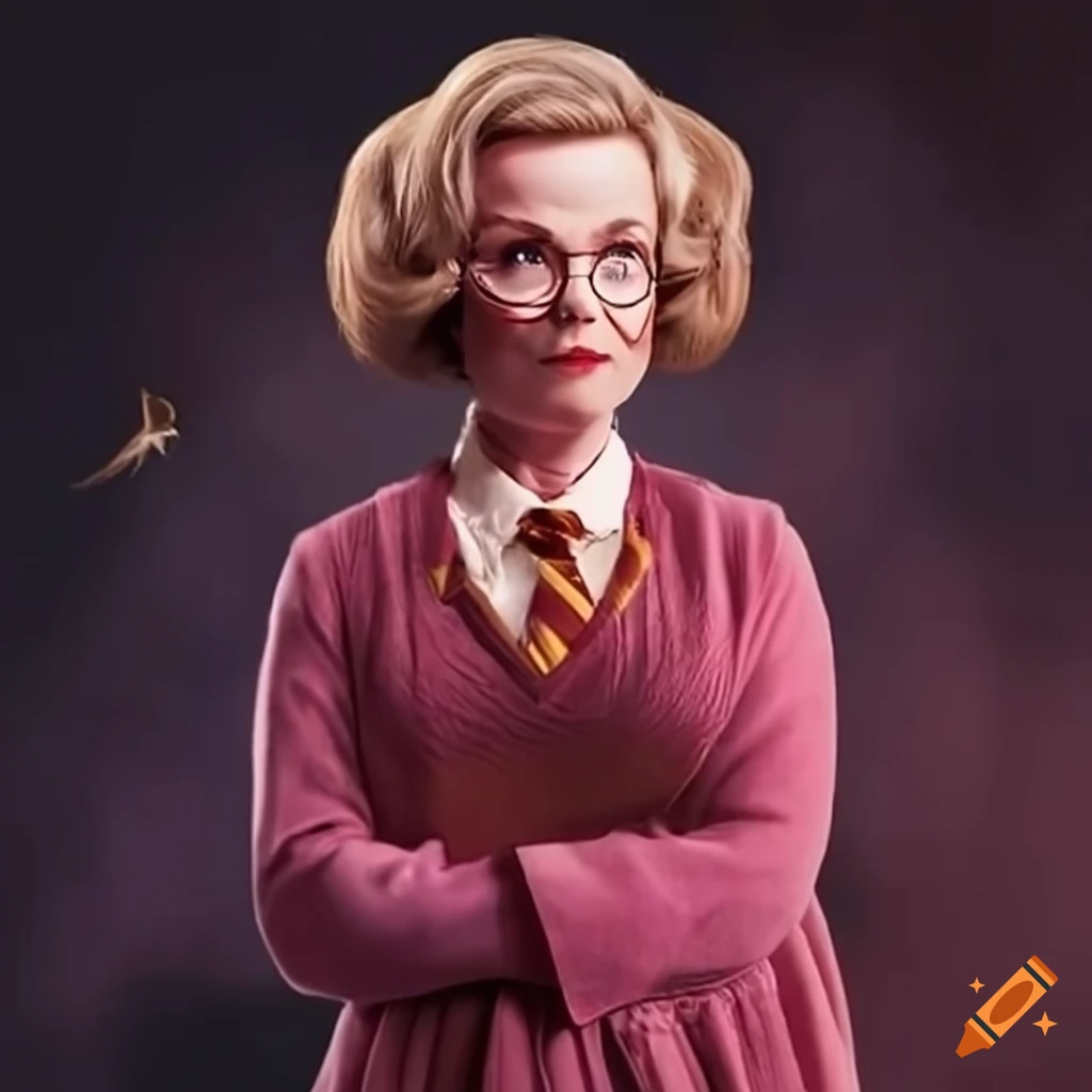 Illustration of delores umbridge and harry potter swapping roles on Craiyon
