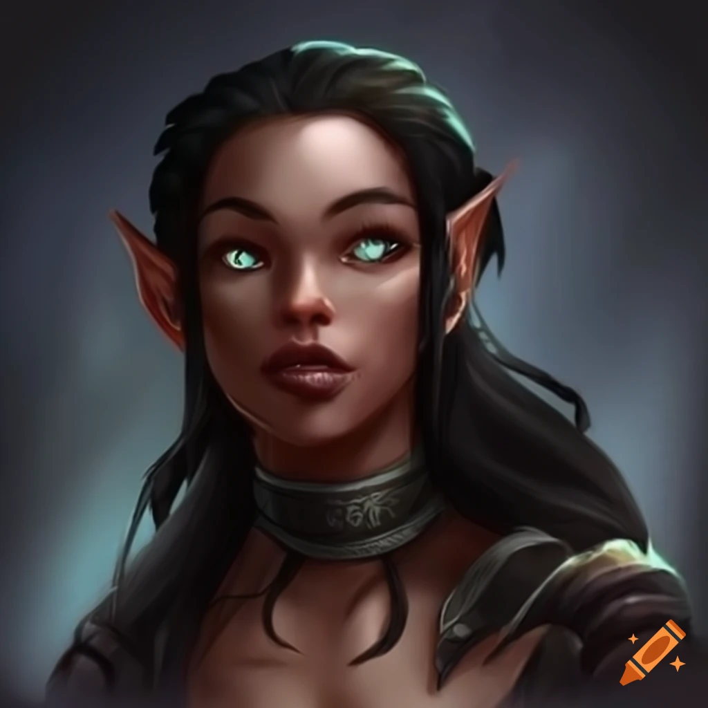 Elf ranger with dark wavy hair and braids on Craiyon