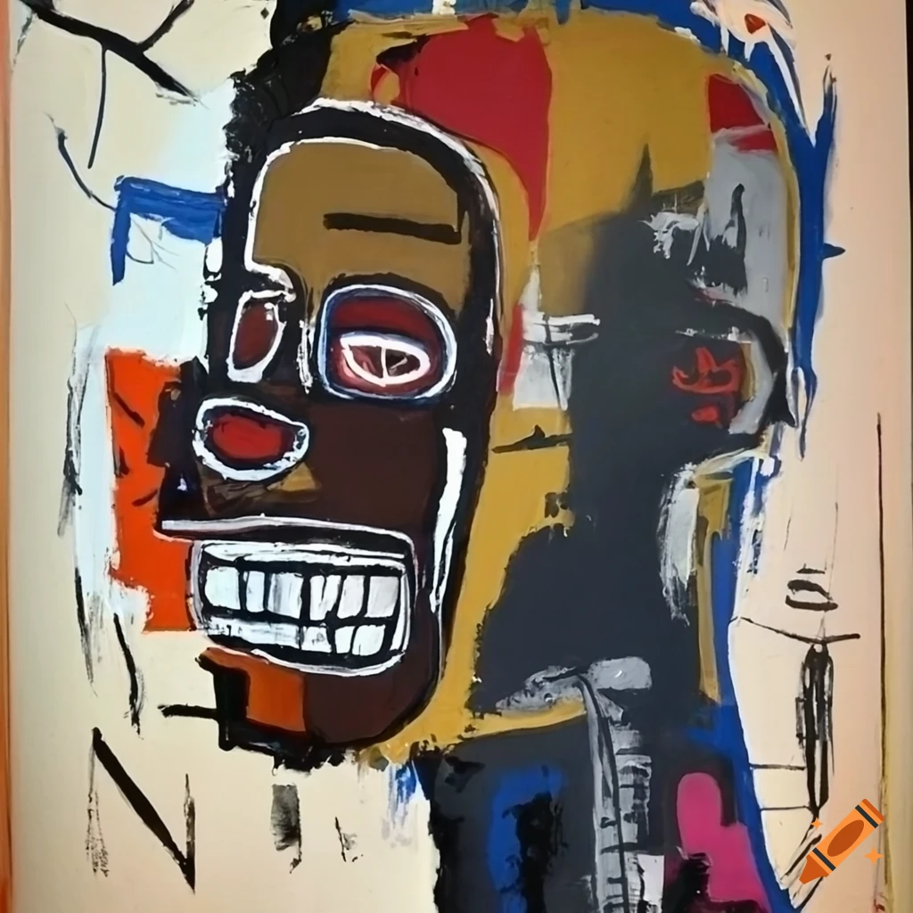 Basquiat style painting of a profile portrait of an African American ...