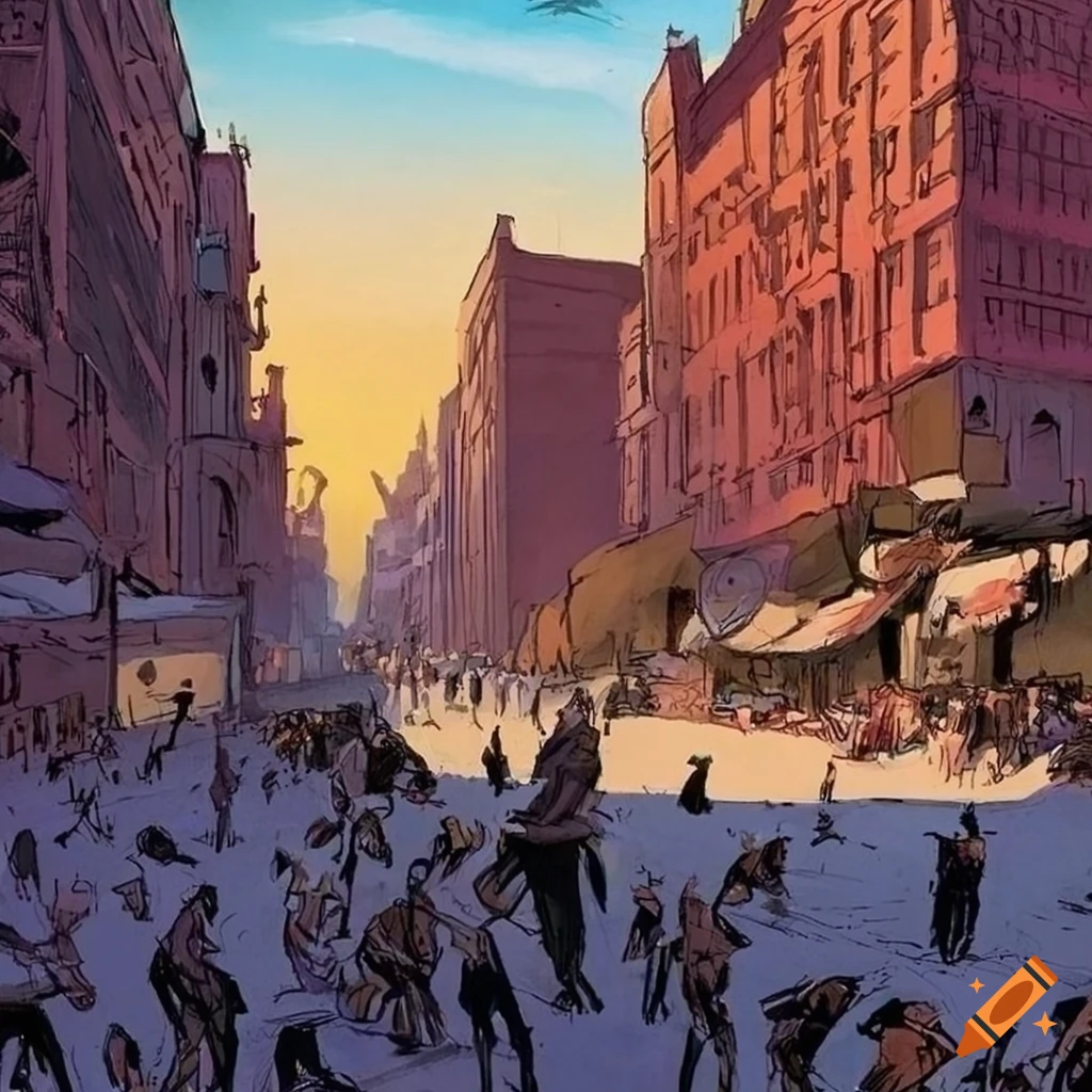 Stunning city side details by james gurney from a graphic novel on Craiyon