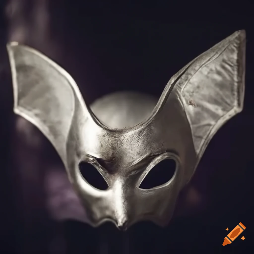 Silver bat mask on a festive night background on Craiyon