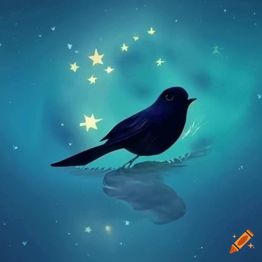 Bird surrounded by stars on Craiyon