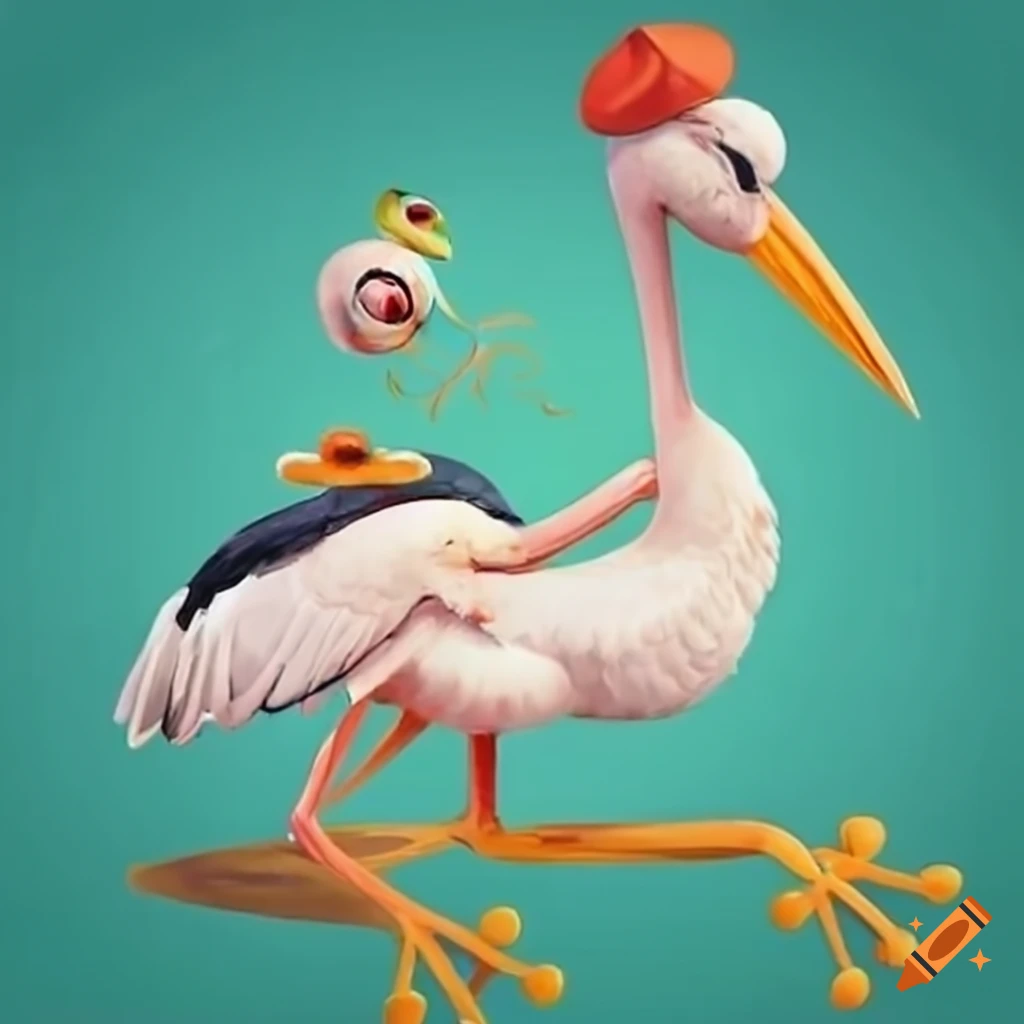 Frog riding on a stork on Craiyon