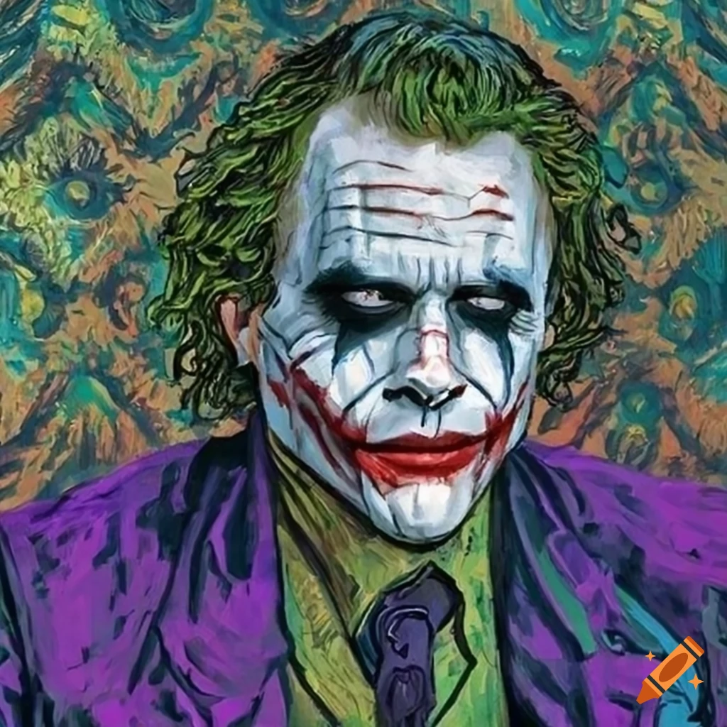 Heath ledger as the joker in van gogh style on Craiyon