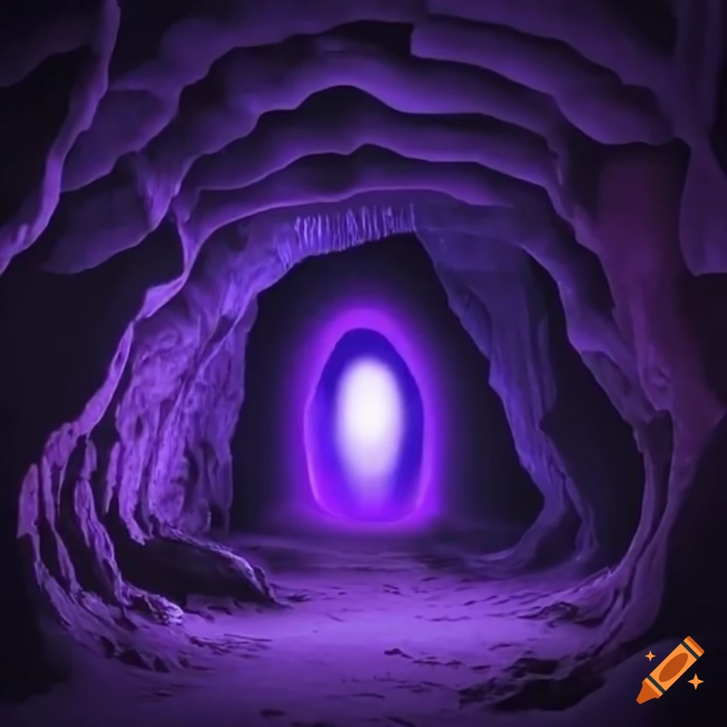 Illuminating purple portal inside a mysterious cavern on Craiyon