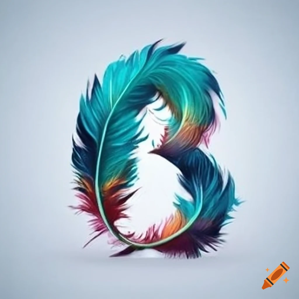 Letters made with feathers on Craiyon