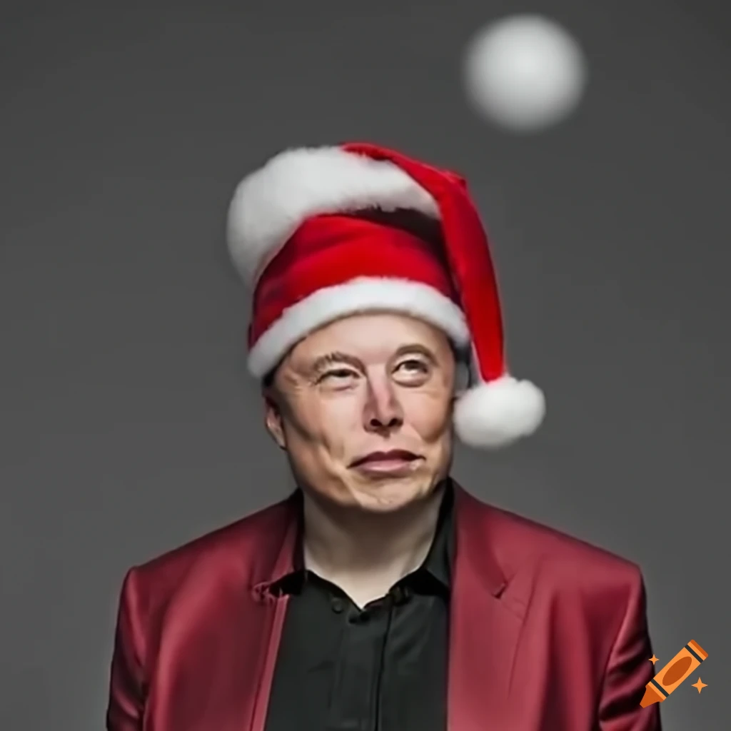 Elon musk wearing a santa hat on Craiyon