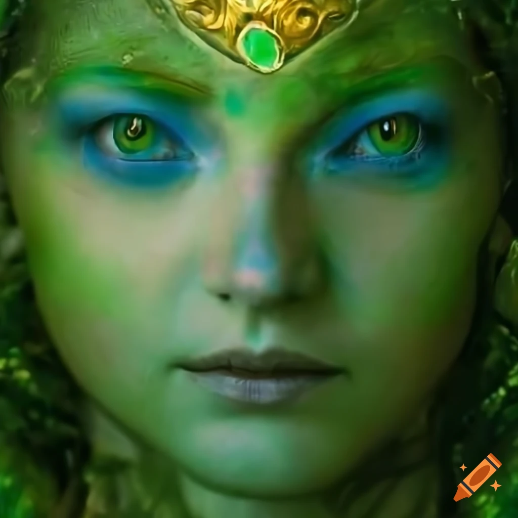 Princess zelda's face merged with deep forest vegetation on Craiyon