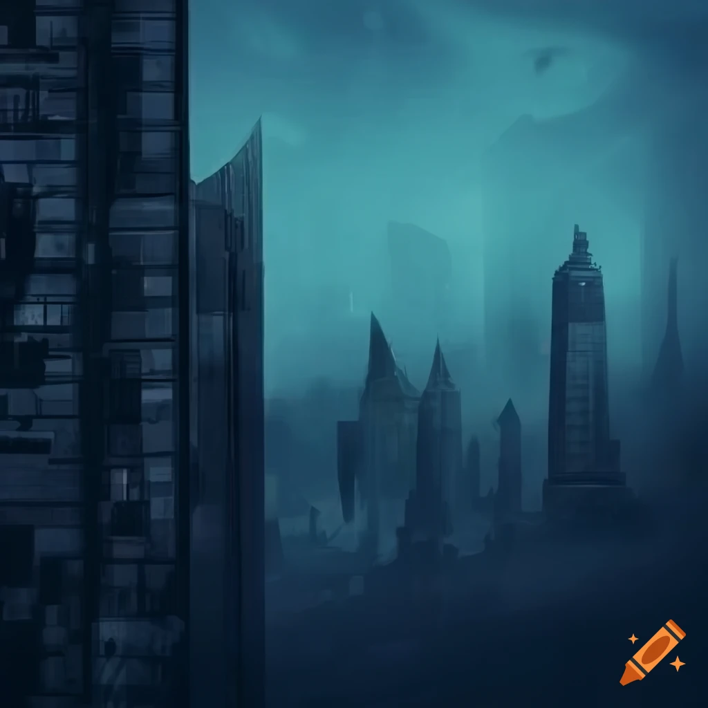 Background of broken futuristic buildings on Craiyon