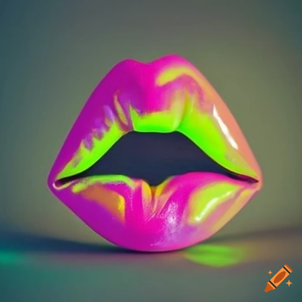 Pink and yellow neon lips on Craiyon
