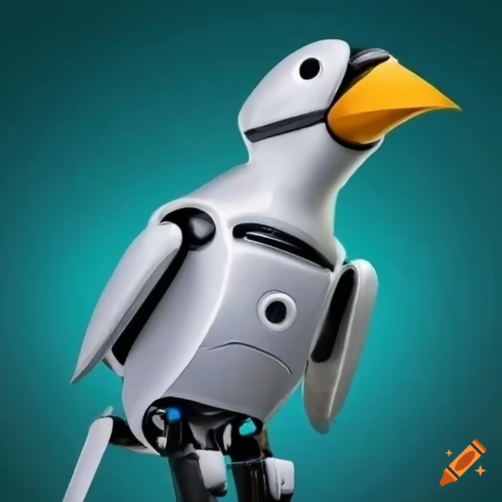 Bird creating a robot on Craiyon