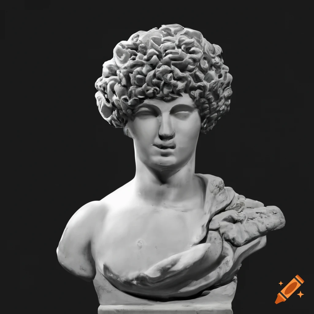 Greek statue of a young man with curly hair on Craiyon