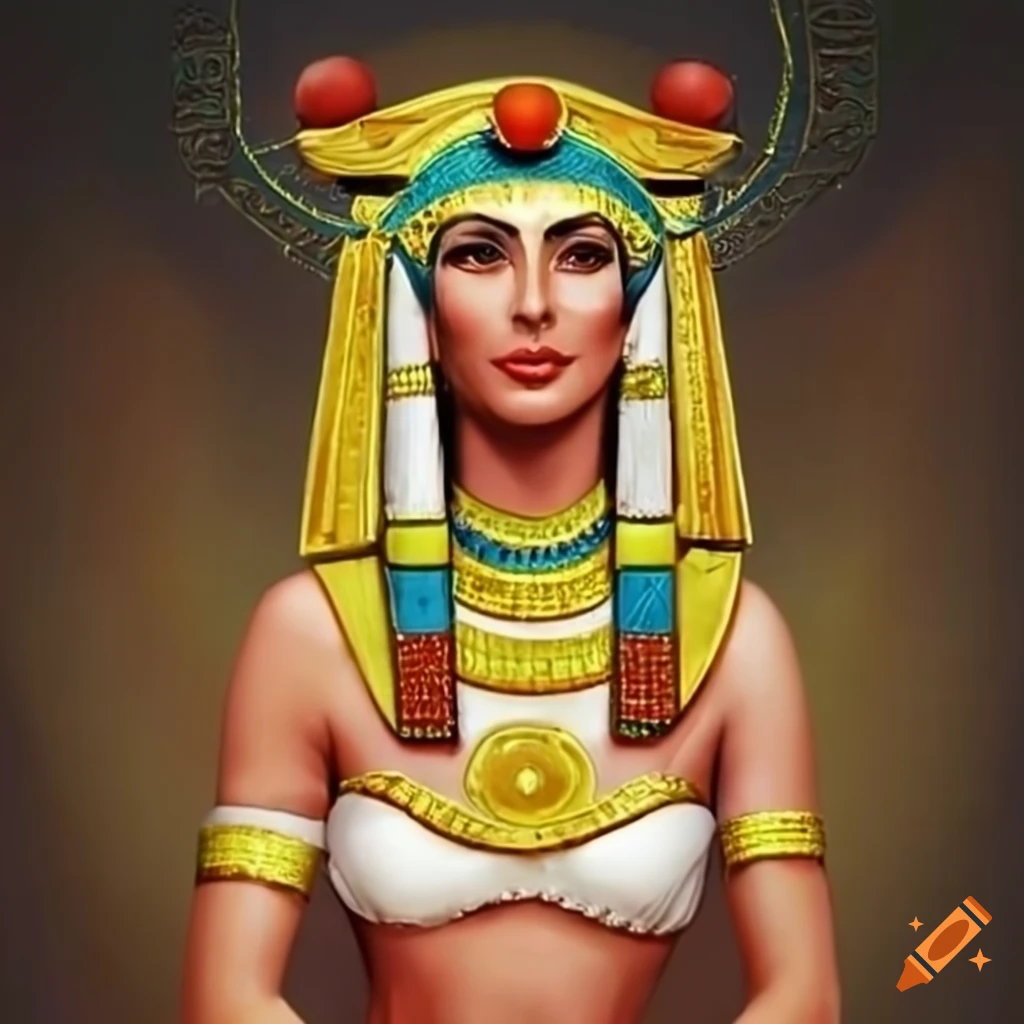 Cher depicted as the egyptian goddess hathor on Craiyon