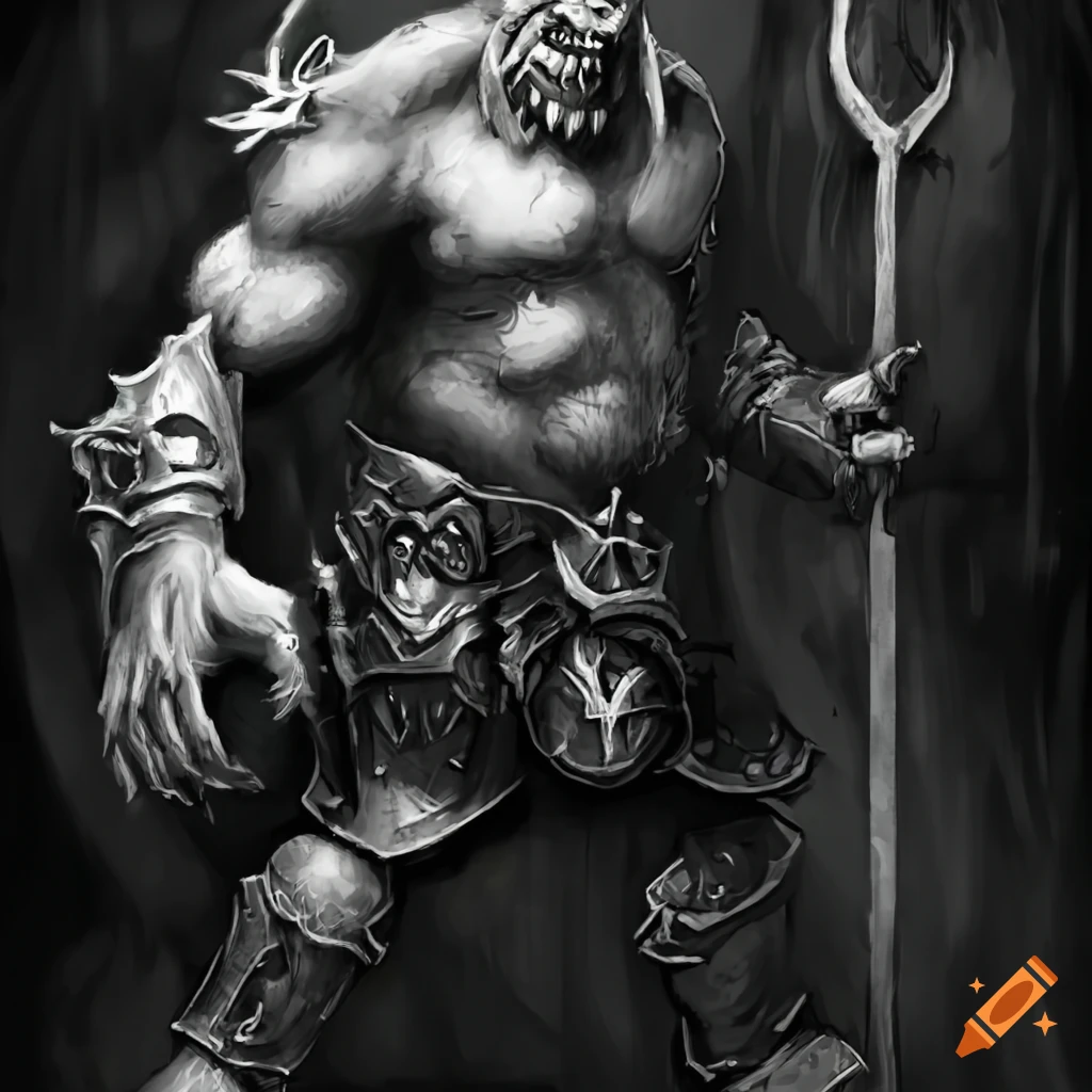 Immortal and old orc king ruling over a gigantic kingdom on Craiyon