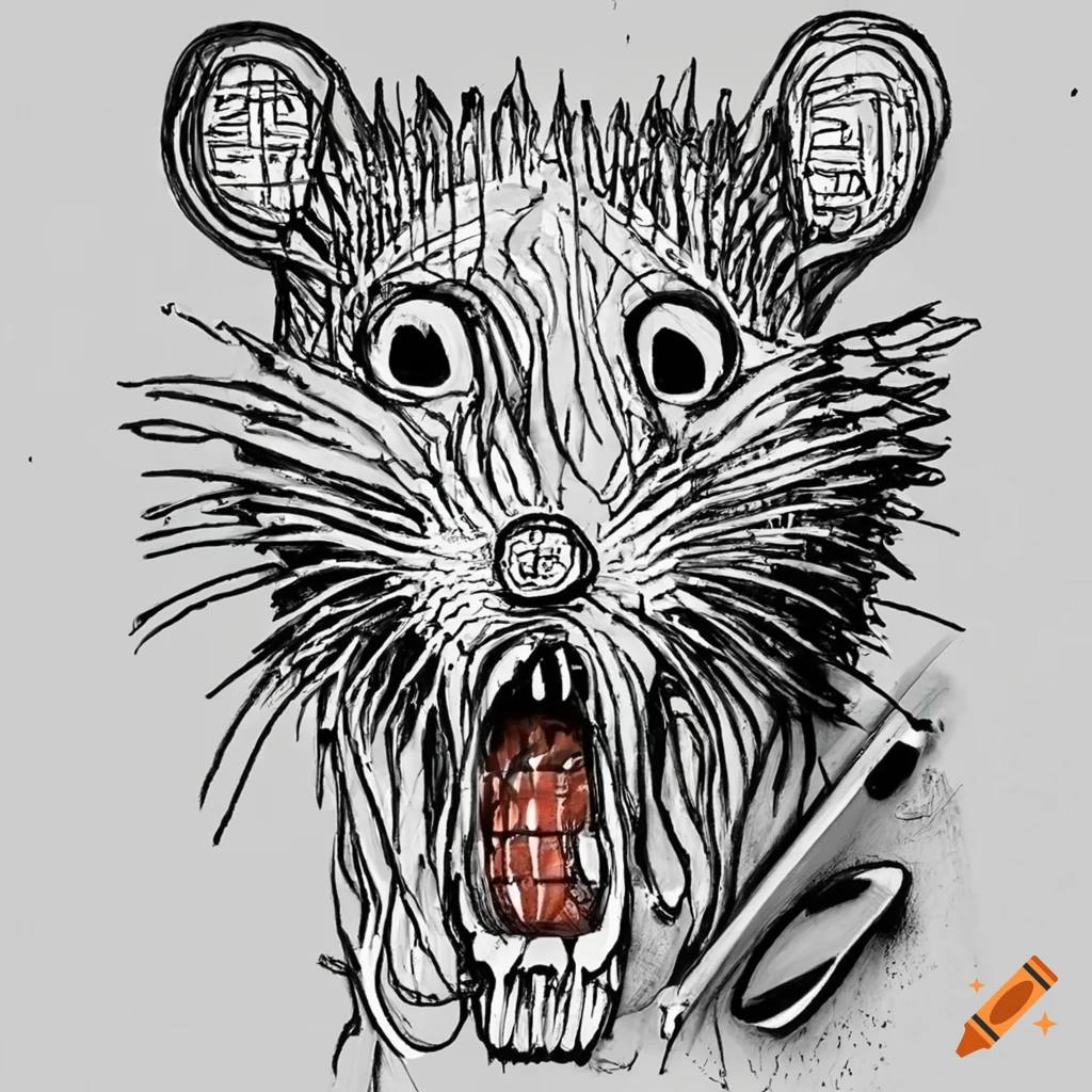 Intricately detailed rat art inspired by basquiat's style on Craiyon