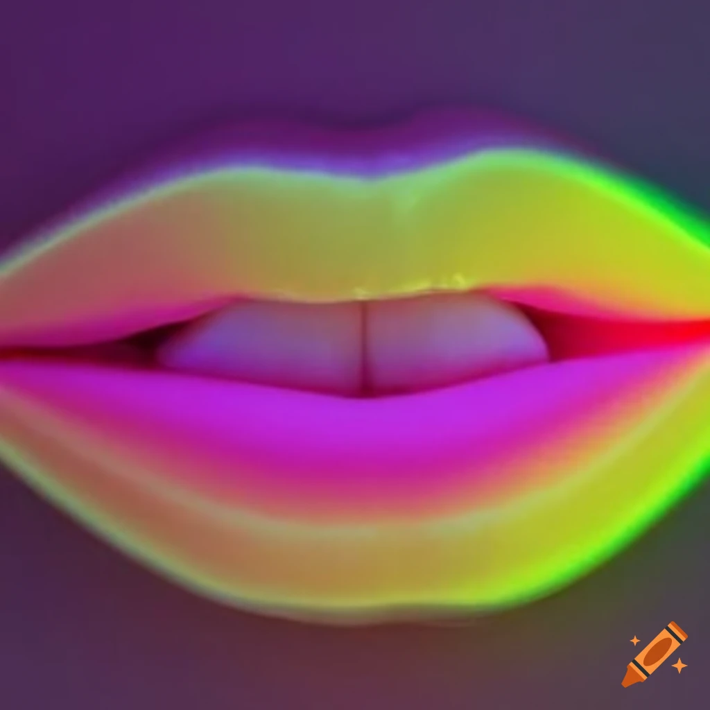 Pink and yellow neon lips on Craiyon