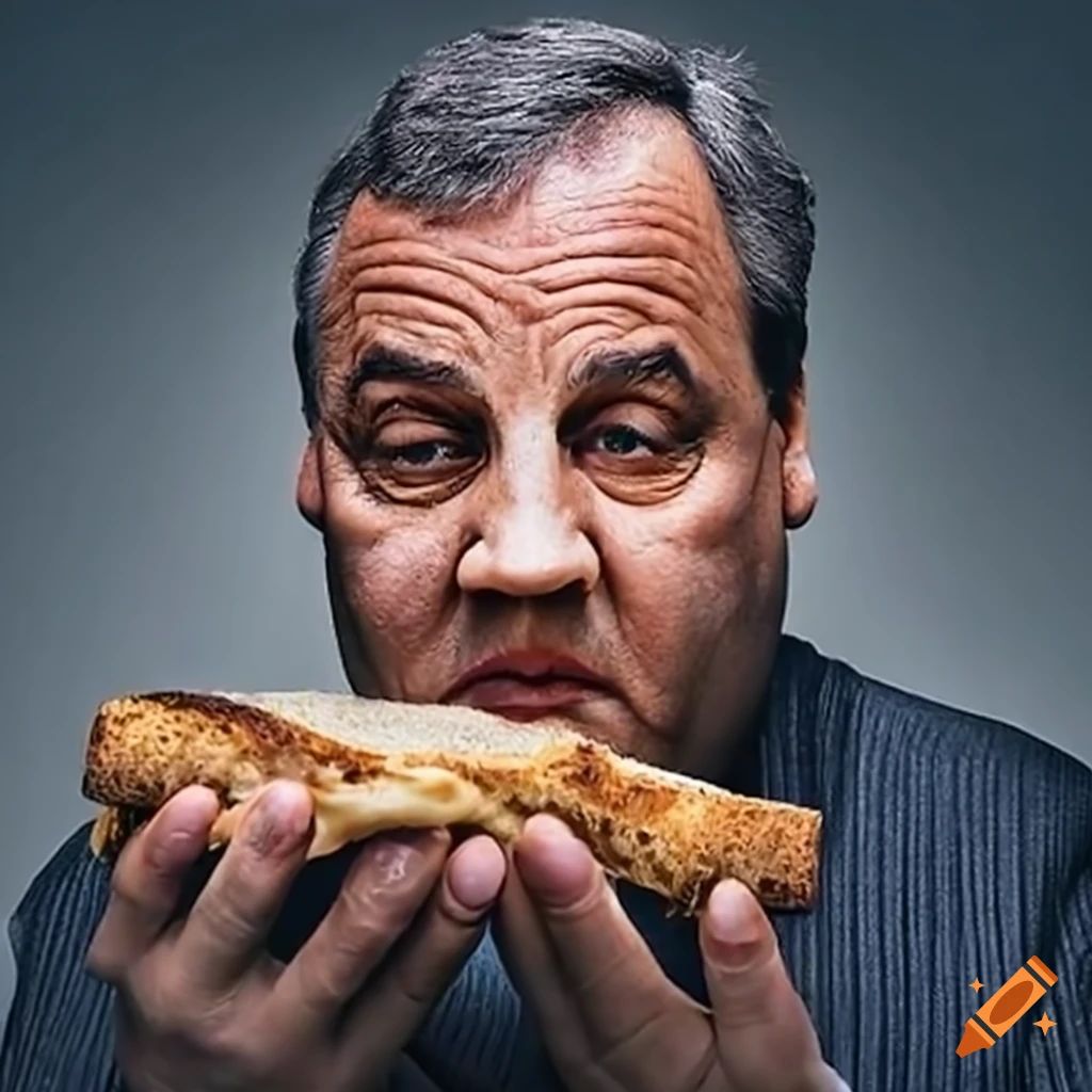 Chris christie eating a giant reuben sandwich on Craiyon