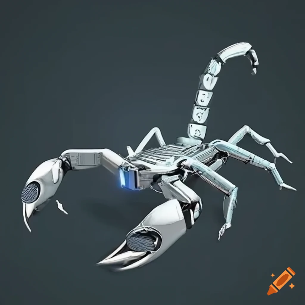 Futuristic scorpion-like robot safeguarding the surroundings on Craiyon