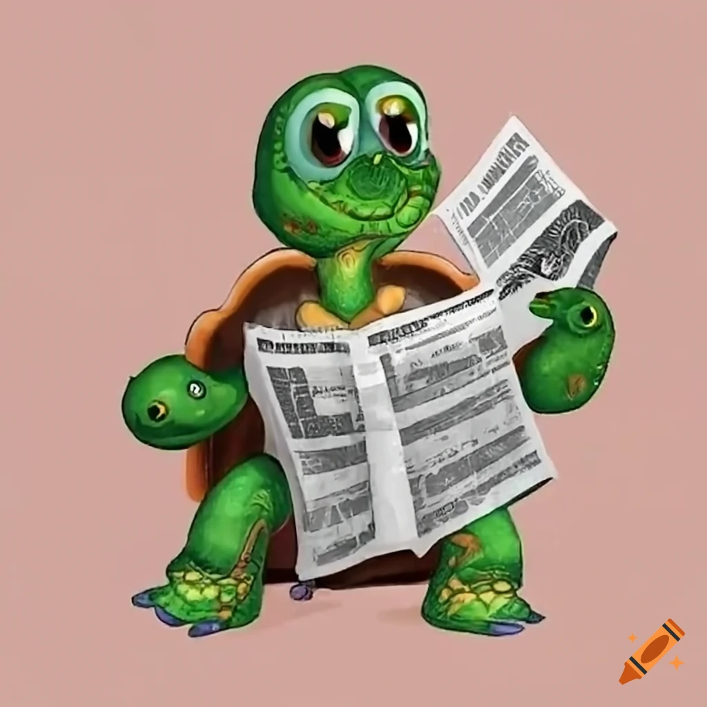 Turtle reading newspaper on Craiyon