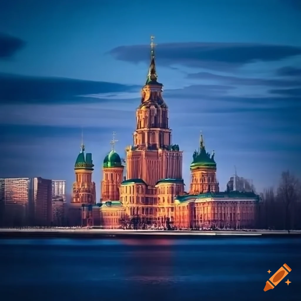 Historic moscow skyline with the state duma building on Craiyon