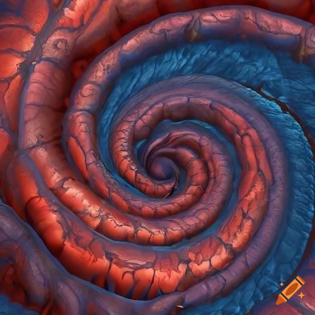 Morphing organic forest landscape with spiral light and dark tones on ...