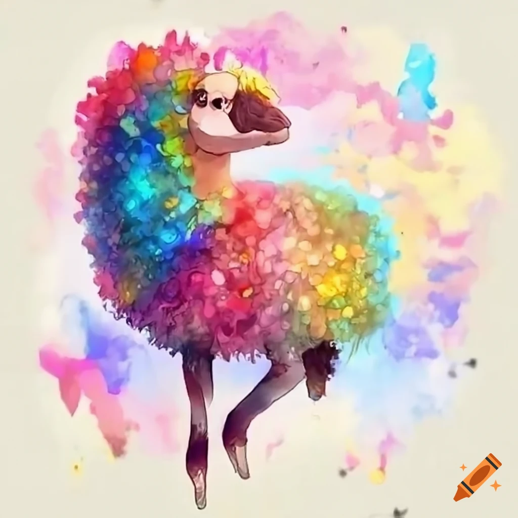 Colorful dancing sheep on Craiyon
