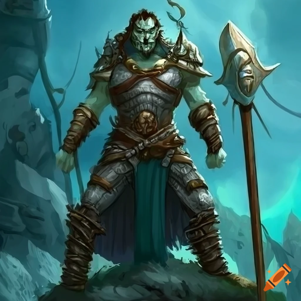 Triton warrior in nautical armor in a fantasy dnd art on Craiyon