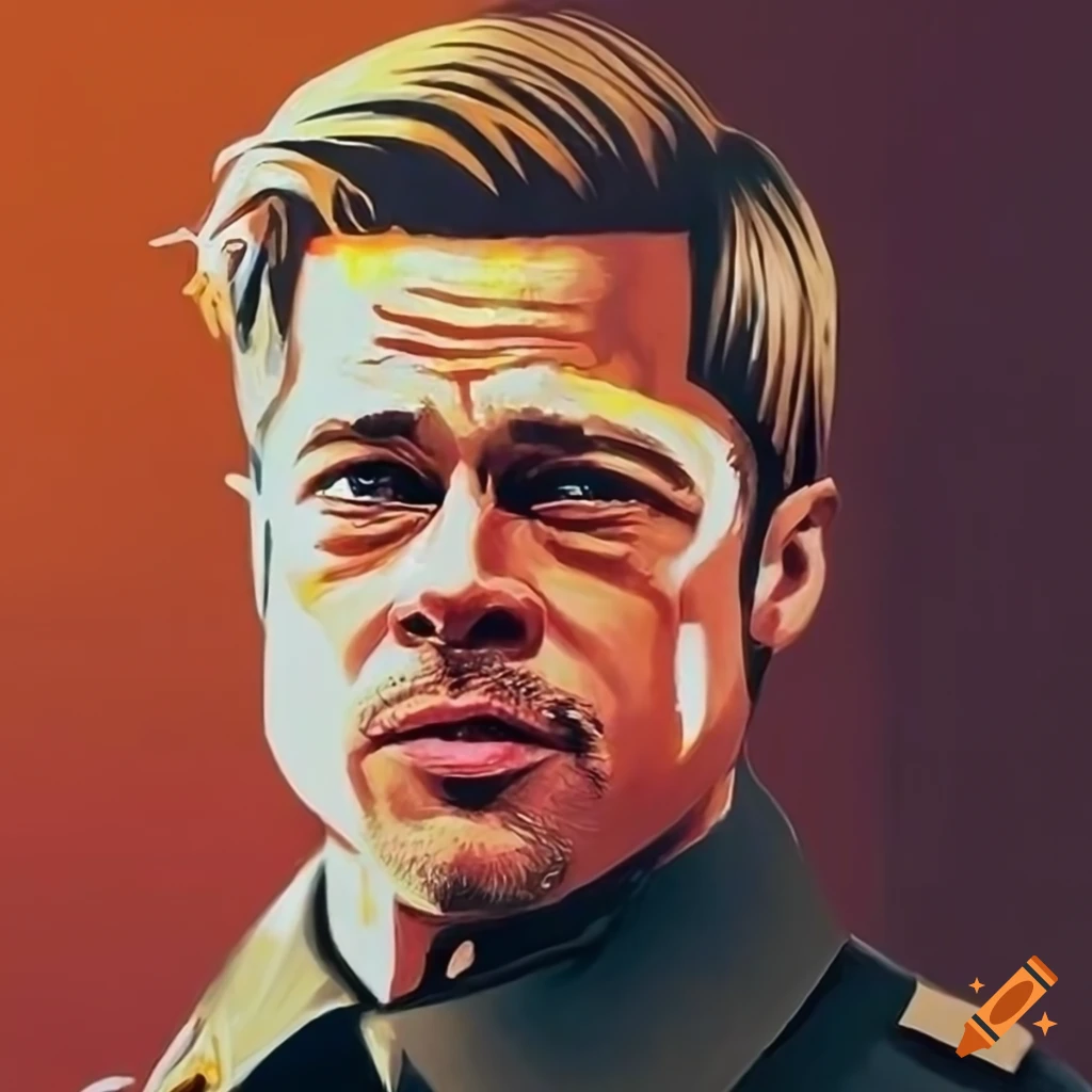 Intense close-up portrait of Brad Pitt as Aldo Raine from Inglourious ...