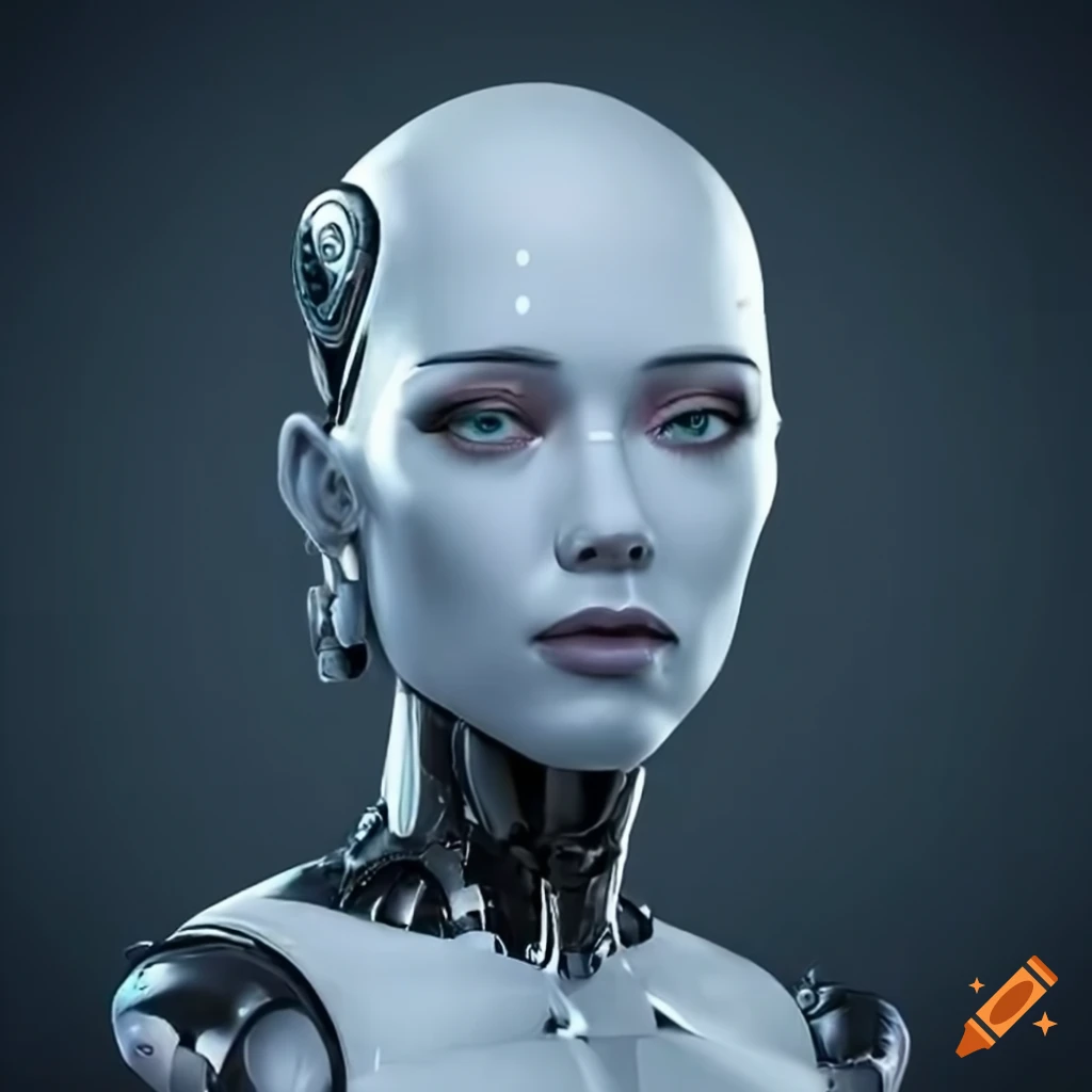 Futuristic female robot portrait on Craiyon