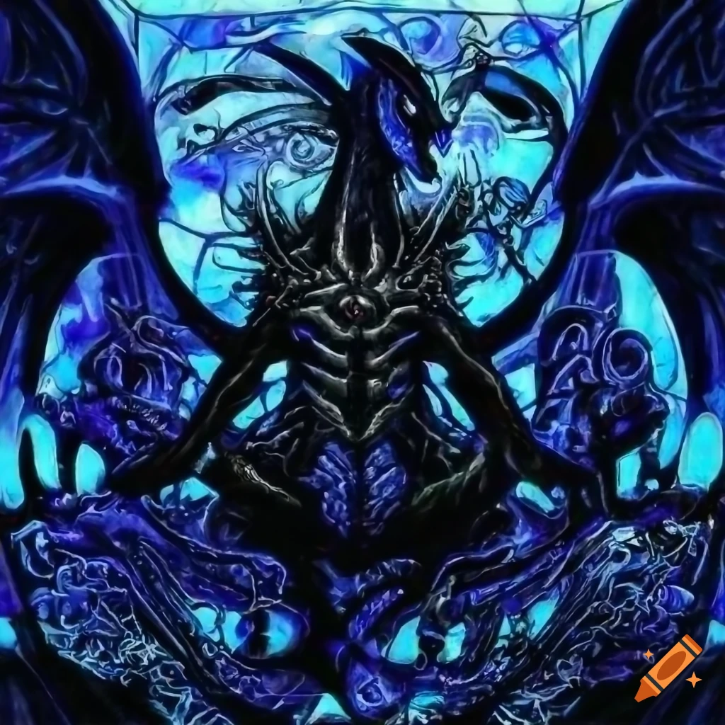 Stained glass art with lovecraftian, jinmenju, and world tree themes on ...