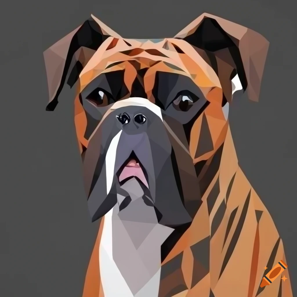 Low poly vector art of a brindle american boxer pet dog on Craiyon