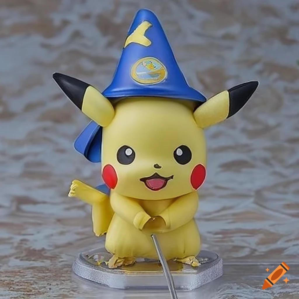 Pikachu wizard nendoroid figurine with magic staff on Craiyon